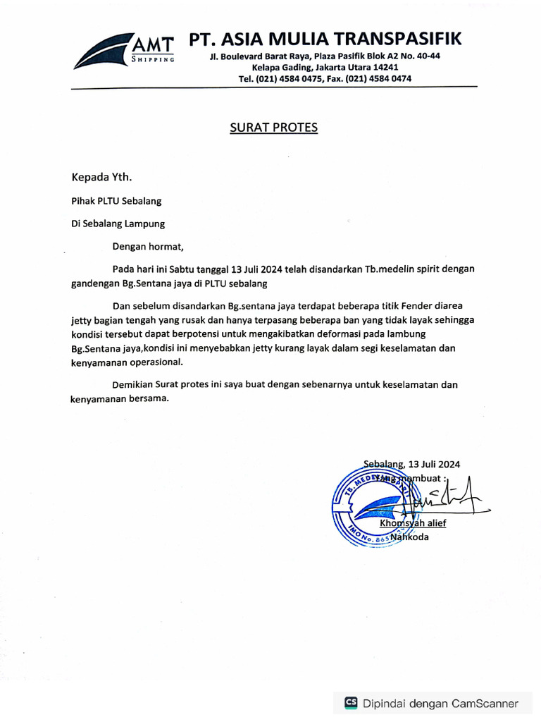 SURAT PROTES Jetty PLTU Sebalang | PDF