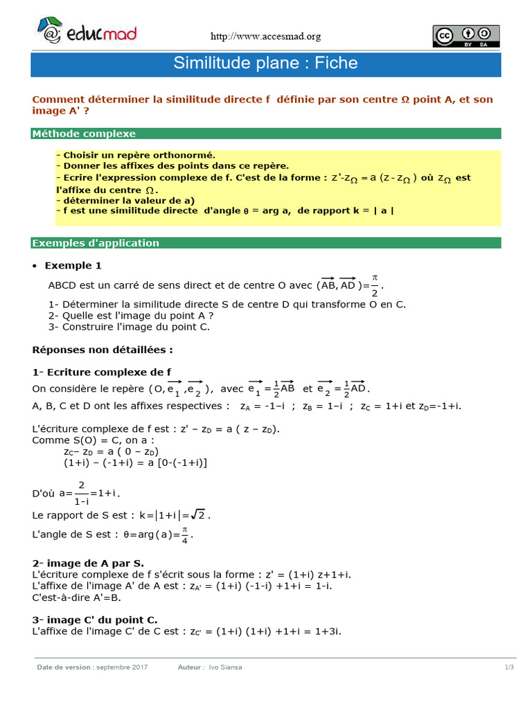 Similitude Plane - Fiche 2 | PDF
