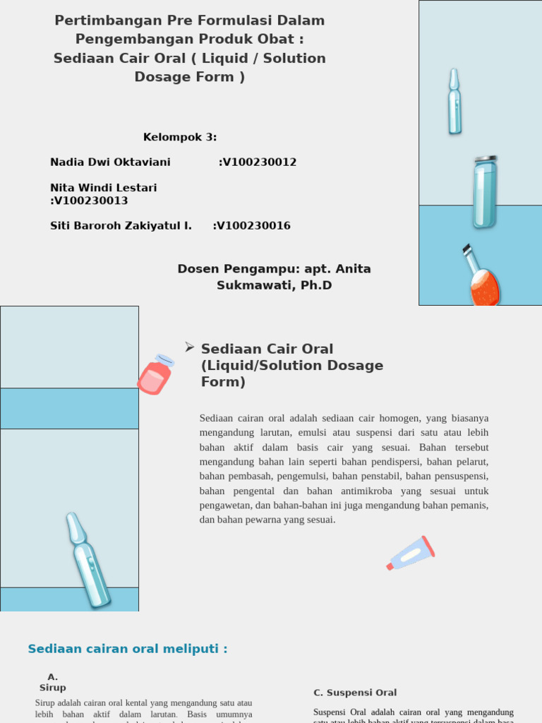 Kelompok 3 Sediaan Ciar Oral Liquid | PDF