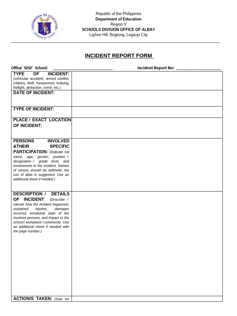 New Incident Report | PDF | Justice | Crime & Violence