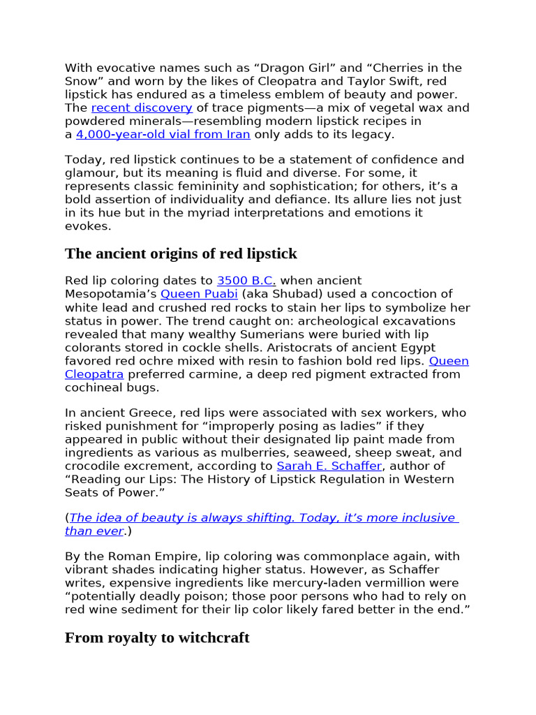 Colourful History of Red Lipstick | PDF