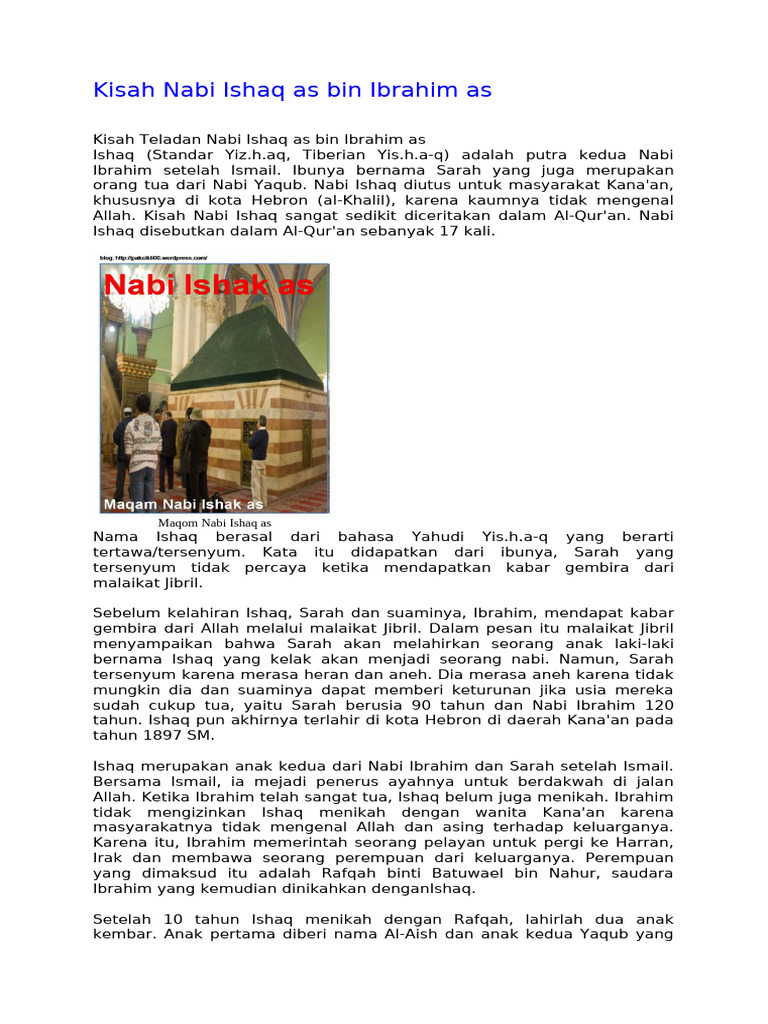 Kisah Nabi Ishaq as bin Ibrahim as | PDF