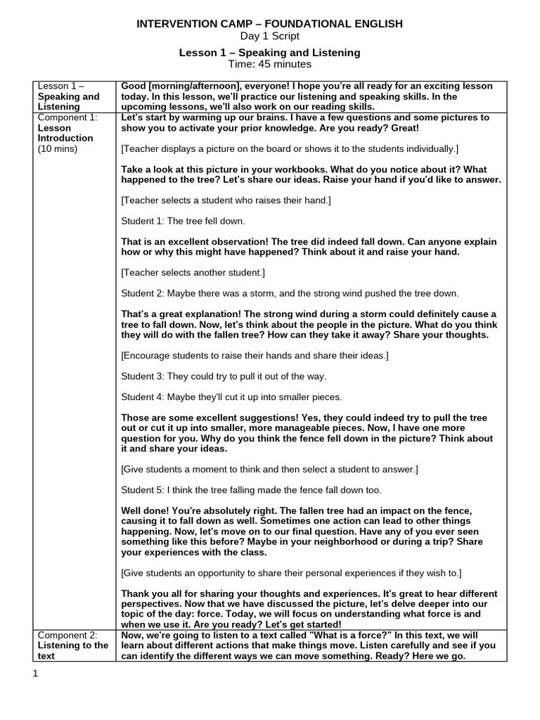 SCRIPT Day 1 - Intervention Camp | PDF