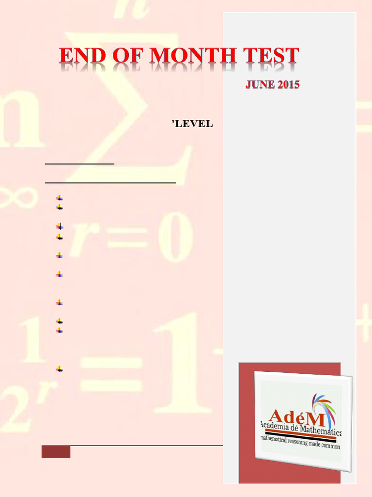 End of Month Test - June 2015 | PDF