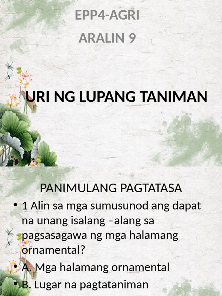 Uri NG Lupang Taniman | PDF Uri NG Lupang Taniman | PDF