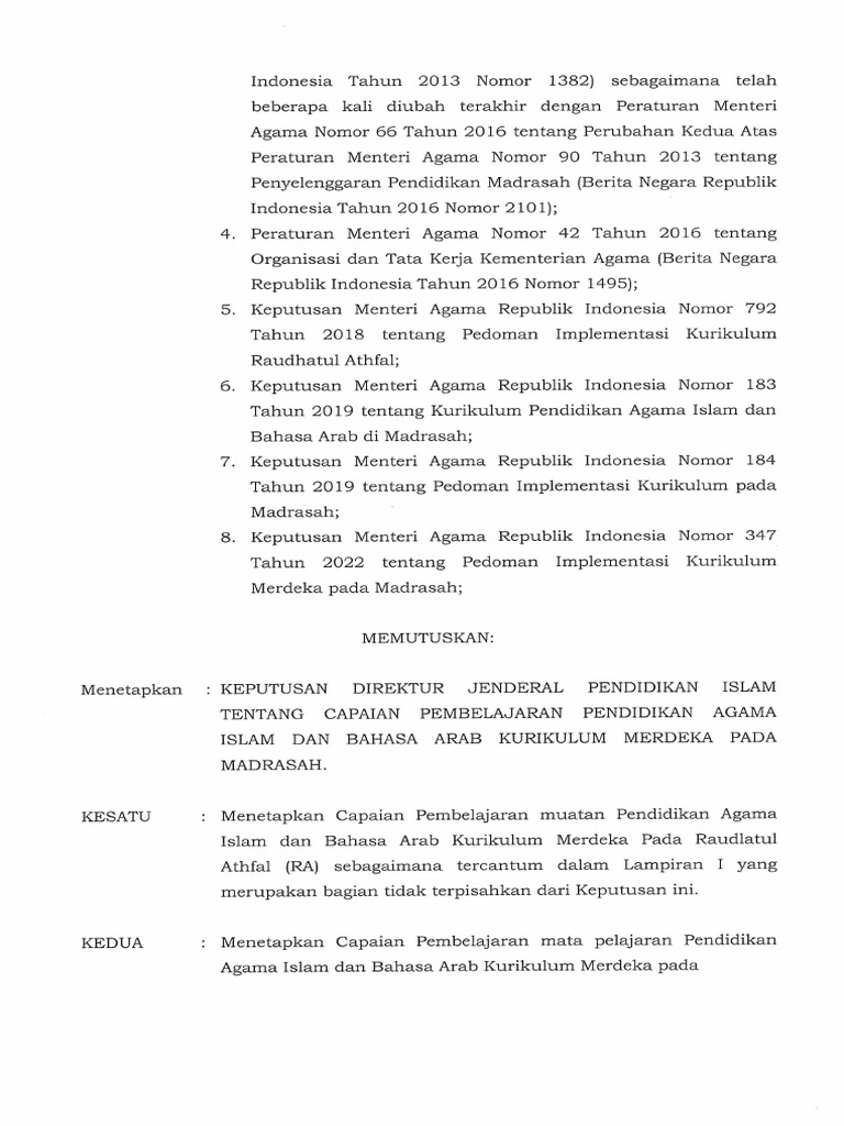 Penyampaian SK Dirjen 3211 ttg Capai Pembelajaran PAI dan Bahasa Arab Kurikulum Merdeka pada ...