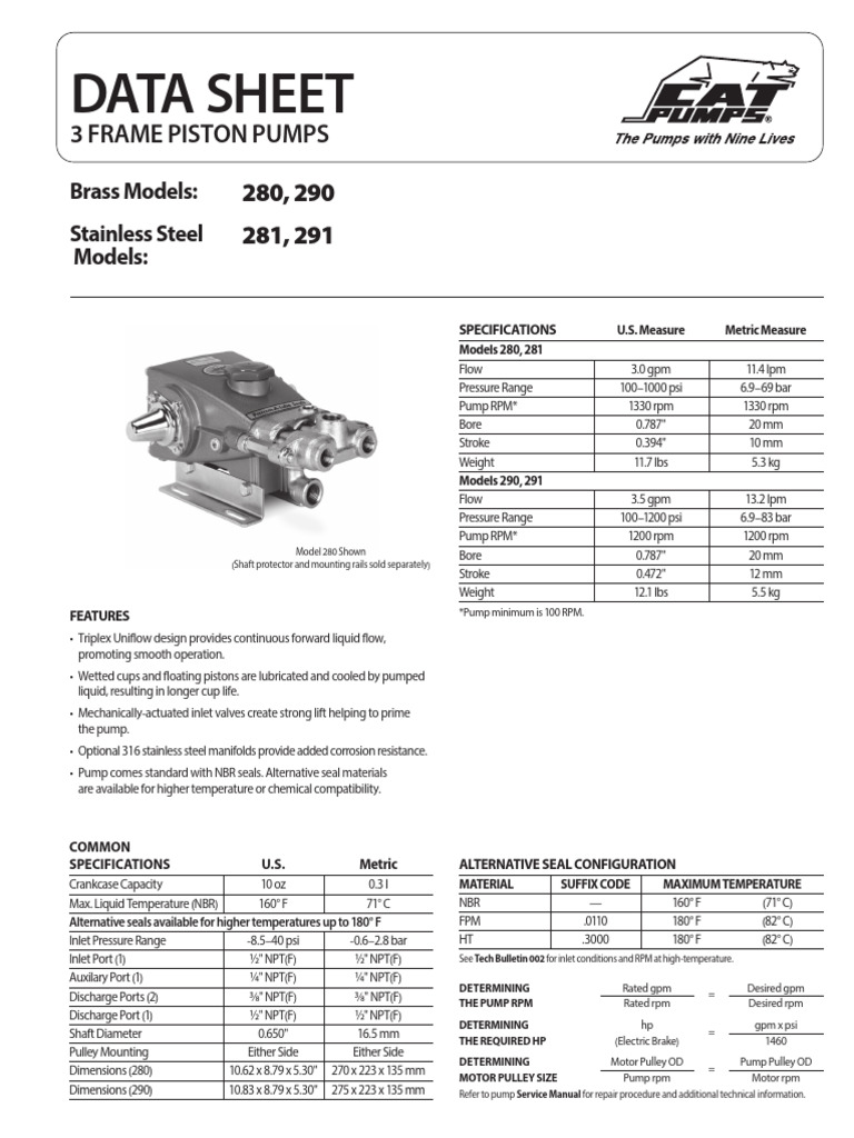 CAT Pumps 291 | PDF
