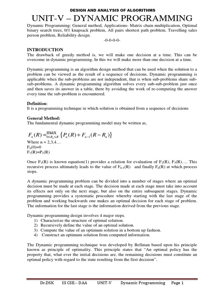 Dynamic Programming | PDF