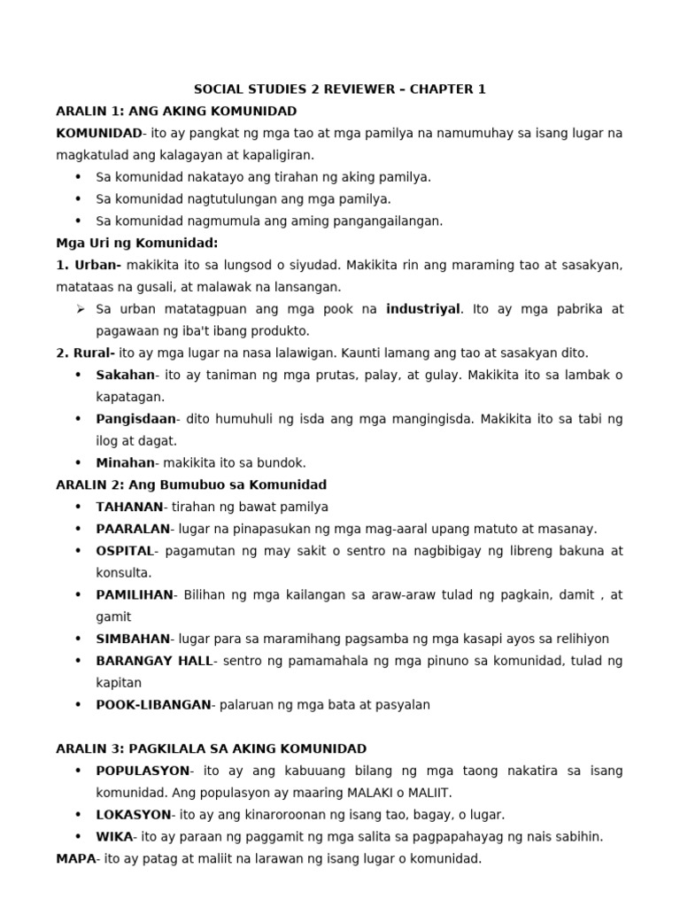 Social Studies 2 - Reviewer Yunit 1 | PDF
