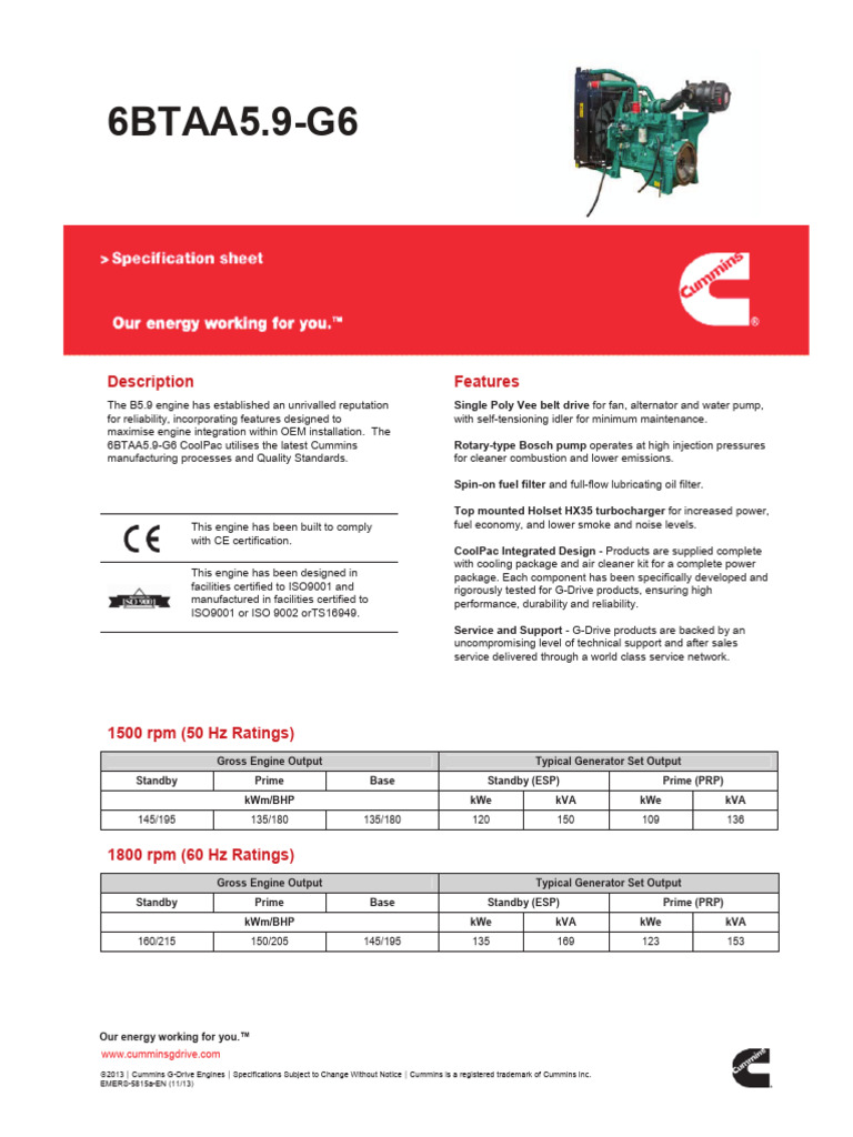 6BTAA5.9G6 Spec Sheet | PDF