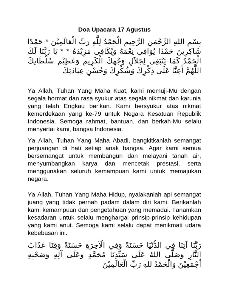 Doa Upacara 17 Agustus | PDF