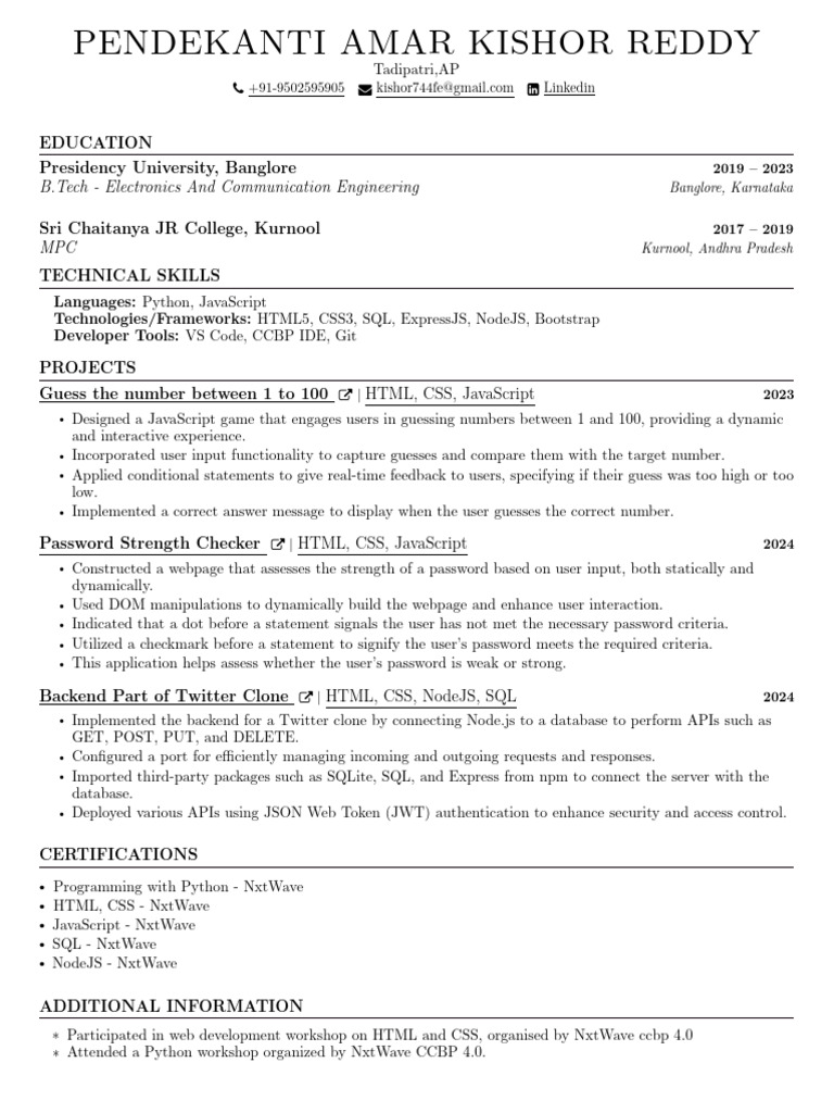 Amar Kishor Full Stack Web Resume | PDF | Java Script | World Wide Web