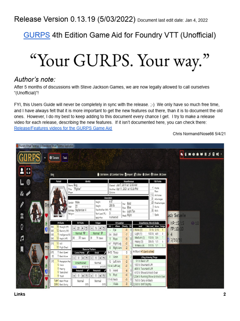 Guide For GURPS 4e On Foundry VTT | PDF