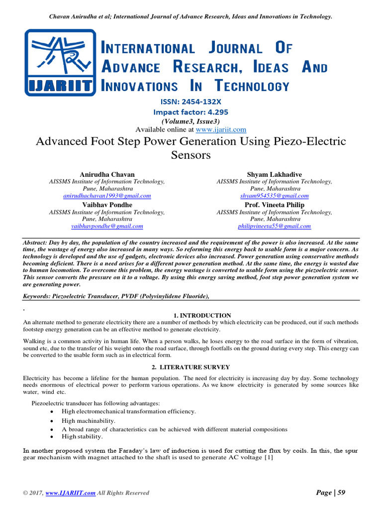 Advanced Foot Step Power Generation Usin | PDF