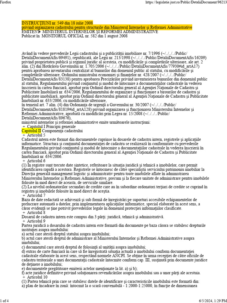 9 .. 1 .. INSTRUCTIUNI 549 18 - 07 - 2008 - Portal Legislativ Cap 2 3 4 5 | PDF