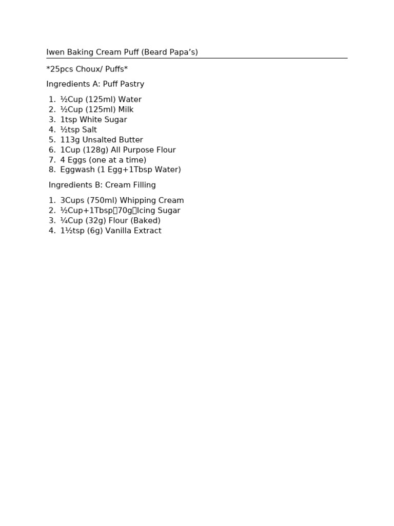 Iwen Baking Cream Puff | PDF