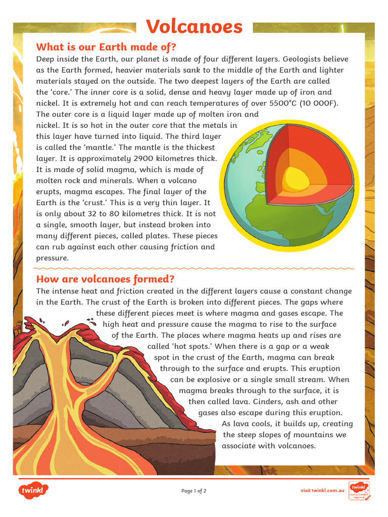 Au SC 1660726321 Year Four Volcanoes Reading Comprehension Activity ...