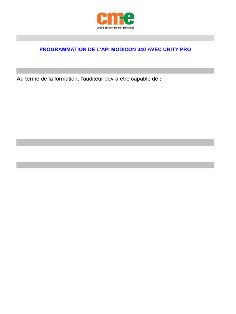 Plc-Up-Cours - Programmation Automates Schneider - Unity Pro | PDF