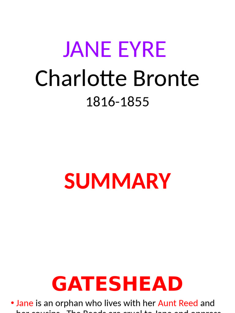 JANE EYRE (Summary, Characters and Themes) 2023 | PDF