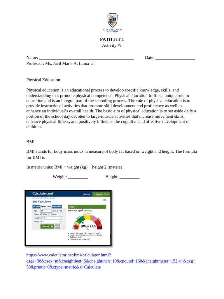 Path Fit 1 Act 1 2 | PDF
