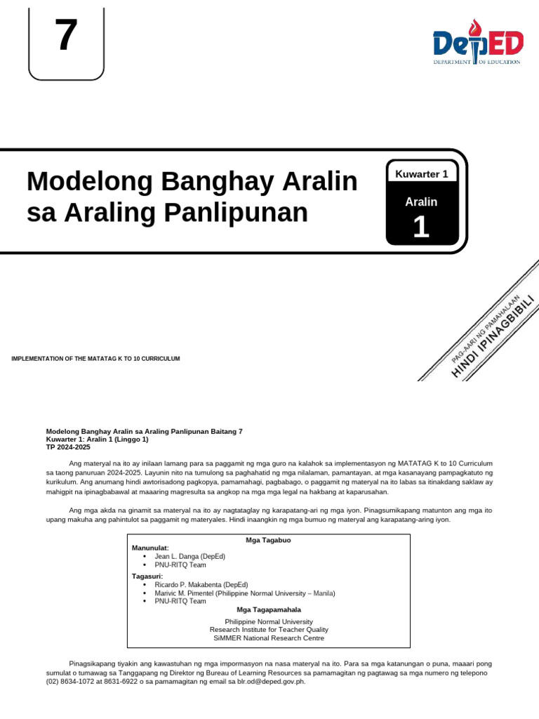 LE - Q1 - AP7 - Lesson 1 Week 1 | PDF