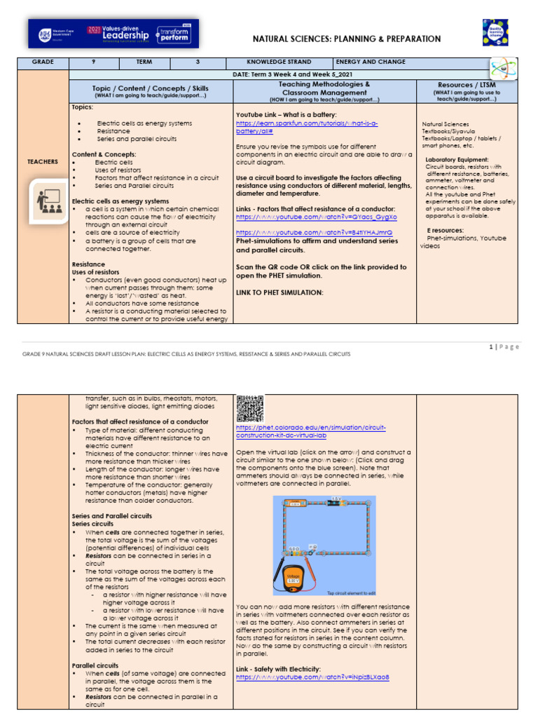 Lesson Plan Gr. 9 Natural Sciences T3 W4 | PDF