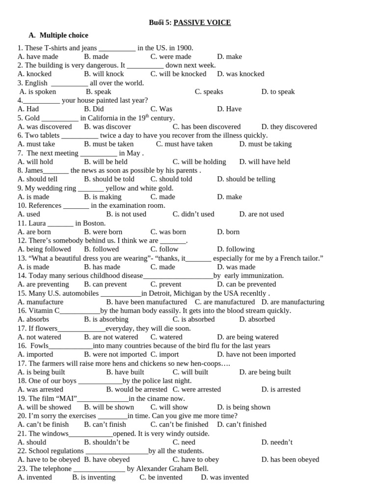 Passive Voice Exercises and Answers | PDF | Travel