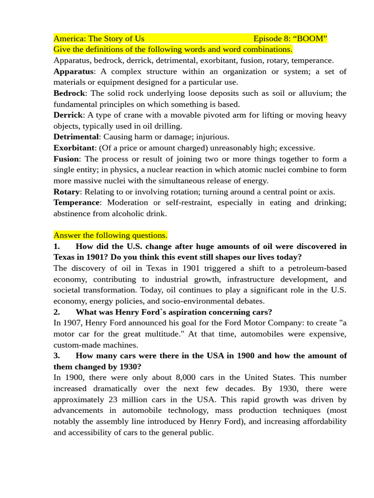 America The Story of Us. Episode 8 "BOOM" (26.06) | PDF