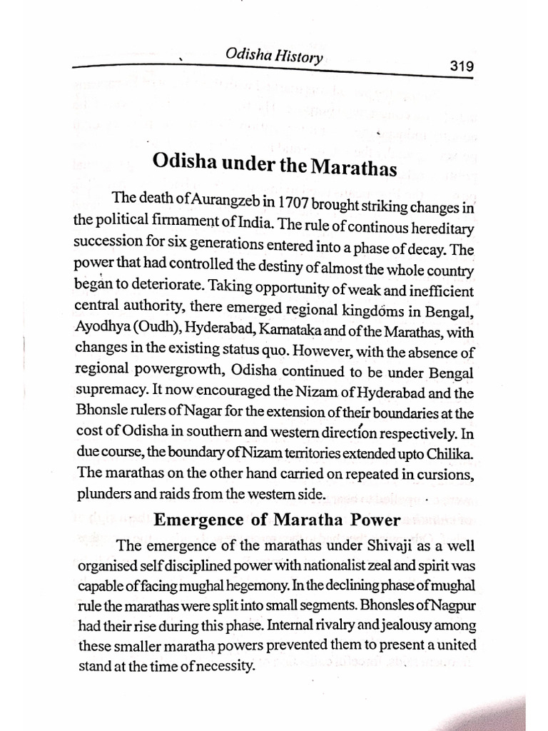 Odisha Under Maratha Rule | PDF