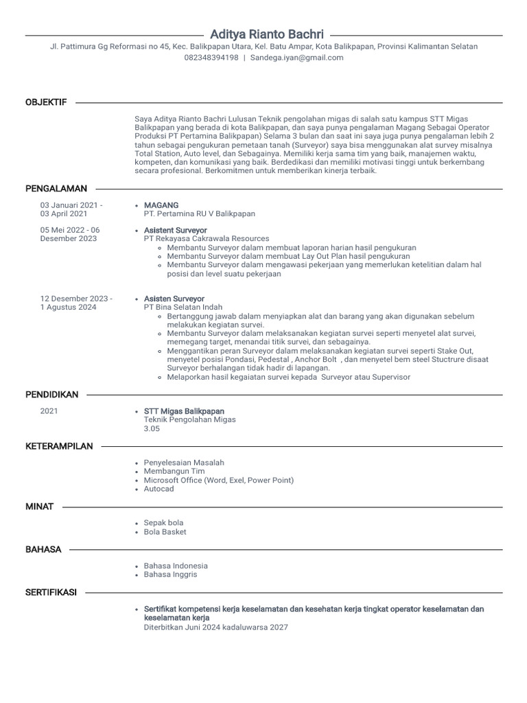 CV - Aditya Rianto Bachri I | PDF