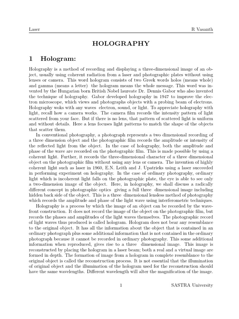 Hologram | PDF | Holography | Optics