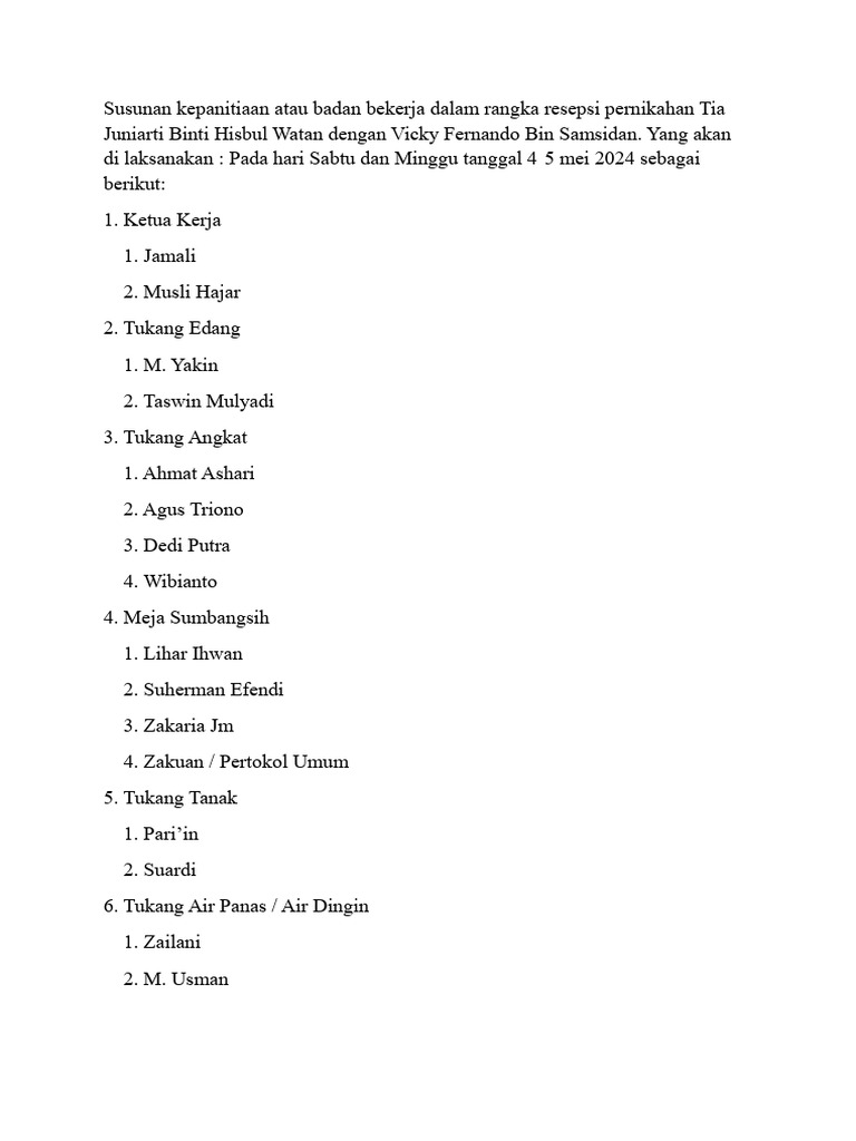 Susunan Kepanitiaan | PDF