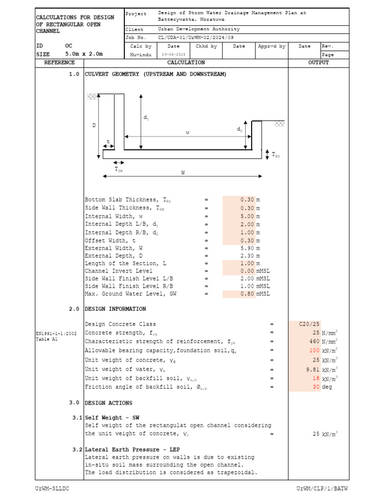 Open Channel 5m Wide | PDF | Pressure | Continuum Mechanics
