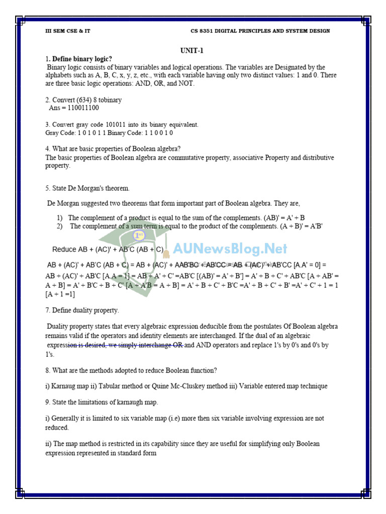 CS8351 2marks 16marks | PDF