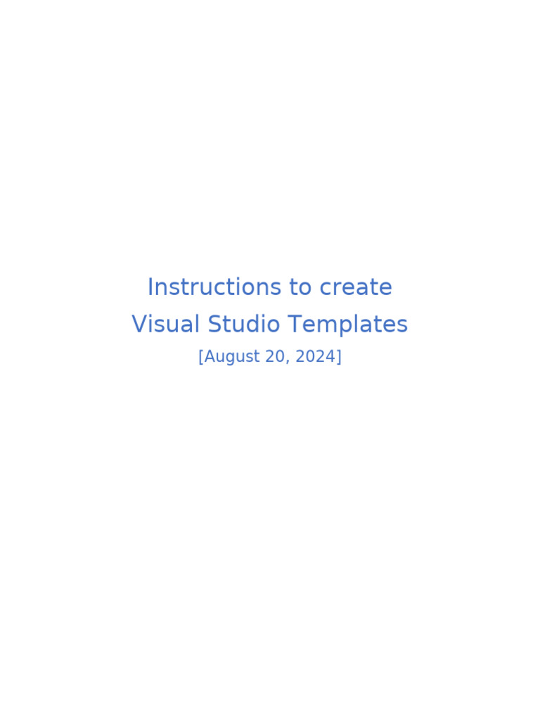 Instructions to create Visual Studio Templates | PDF