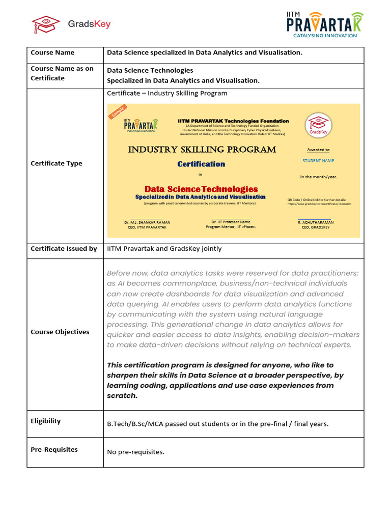 IITMP GradsKey DataScience DAV Program Details | PDF | Data Analysis | Career & Growth