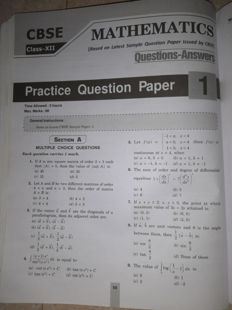 Maths Practice Paper | PDF