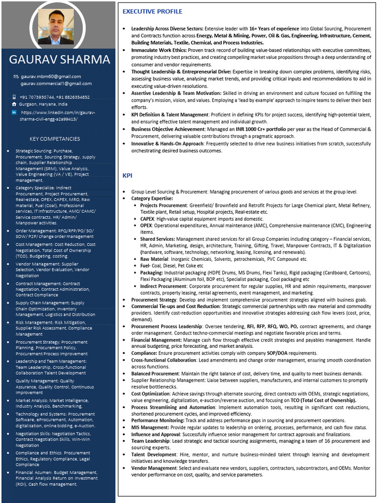 Resume - Gaurav - Head Procurement | PDF