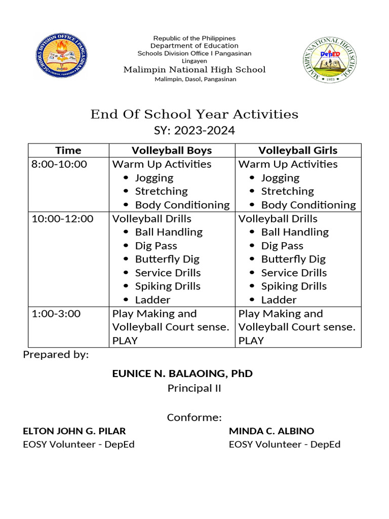 NLC - Class Program | PDF