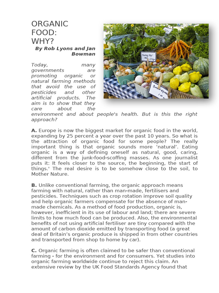 Organic Food, Why | PDF
