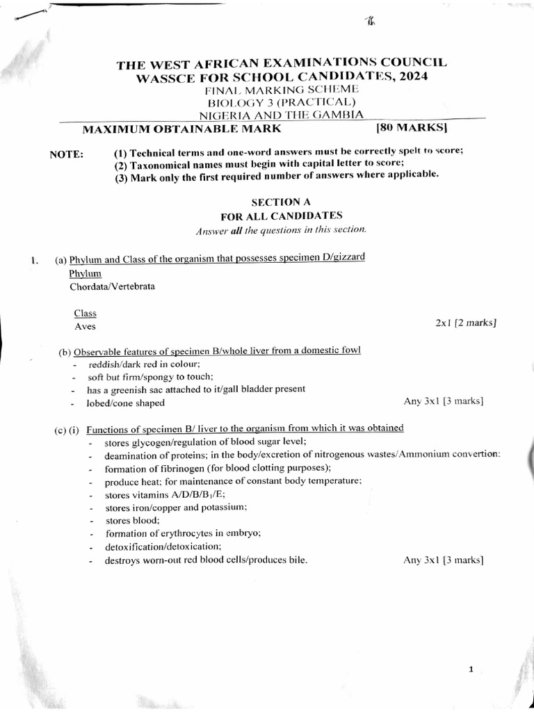 Bio Pract Waec 24 | PDF