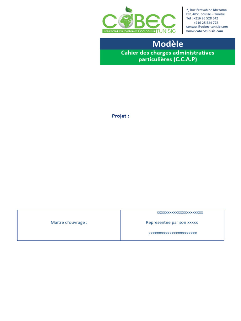 Modele Ccap Cobec Tunisie | PDF
