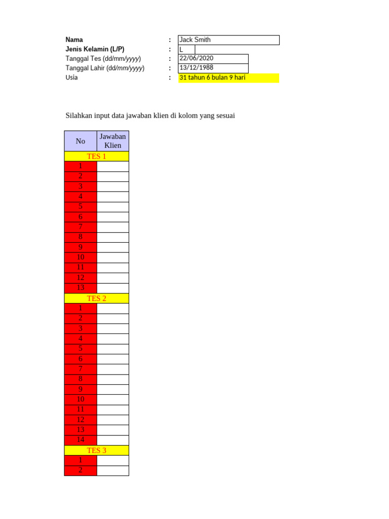 Aplikasi Skoring CFIT 3A | PDF