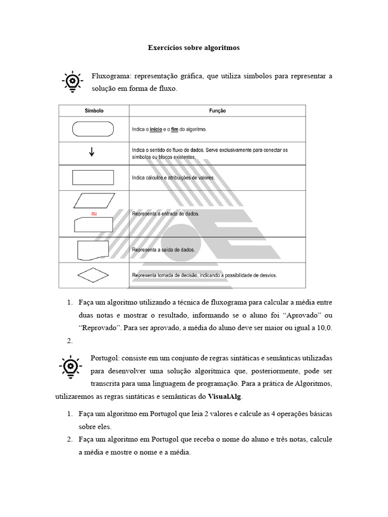 Exercícios Sobre Algoritmos | PDF