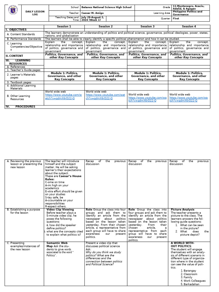 MODIFIED-DLL-SH-PPG Q1 Week 1 | PDF