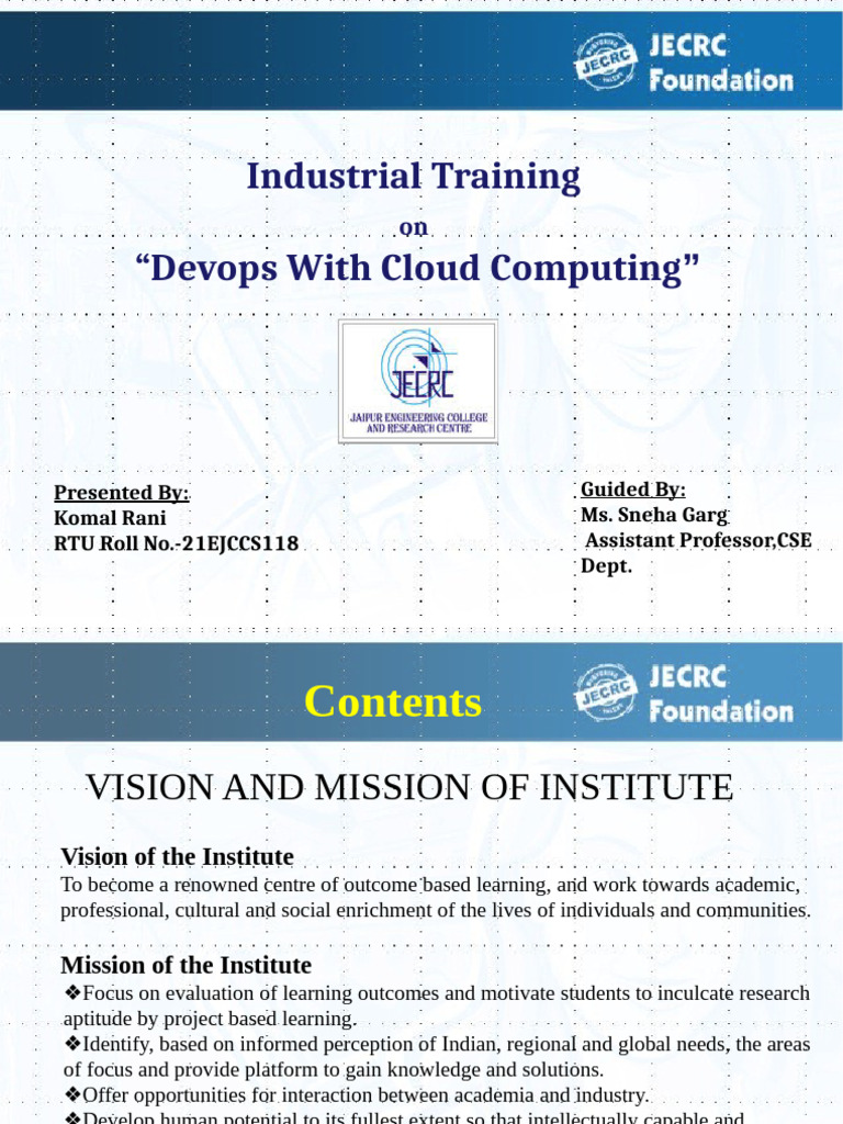Industrial Training "Devops With Cloud Computing" | PDF