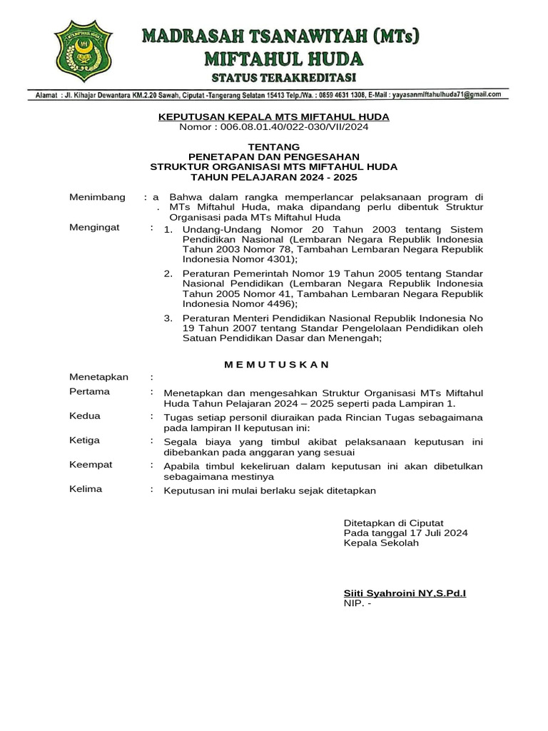 Bagan Struktur 2024-2025 | PDF