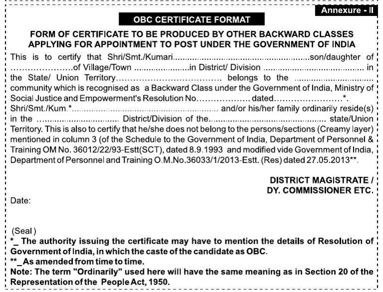 Annexures II Obc | PDF