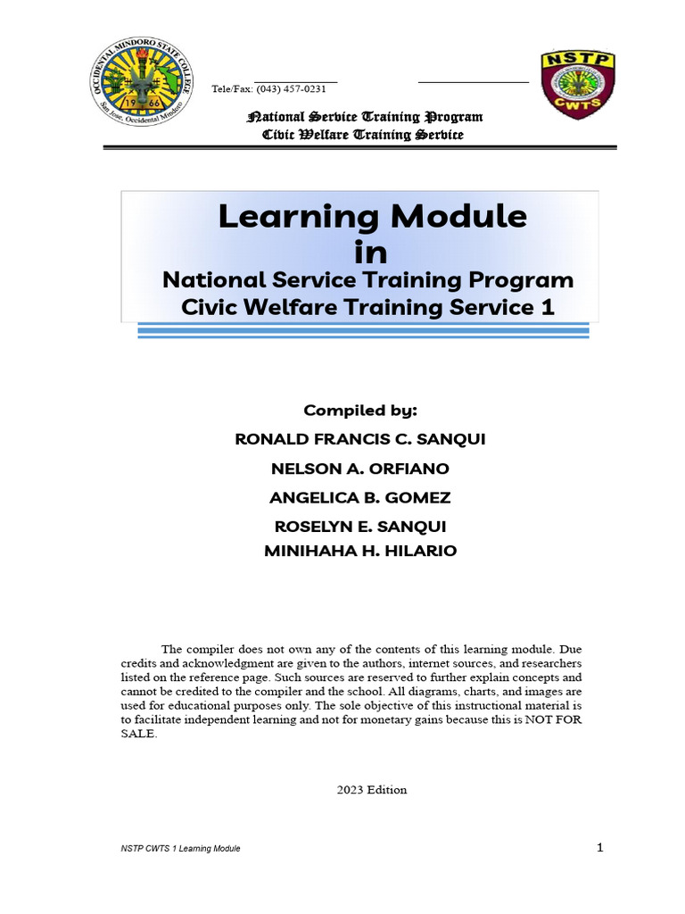 Cwts Revised Module 1 All Lessons Are Here | PDF
