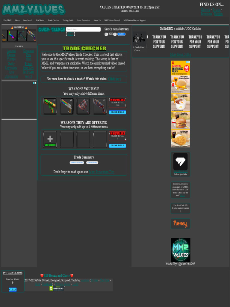 The Official Murder Mystery 2's Value List 7 | PDF